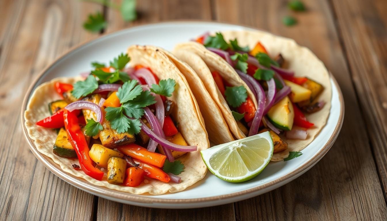 Plant-based tacos with roasted vegetables